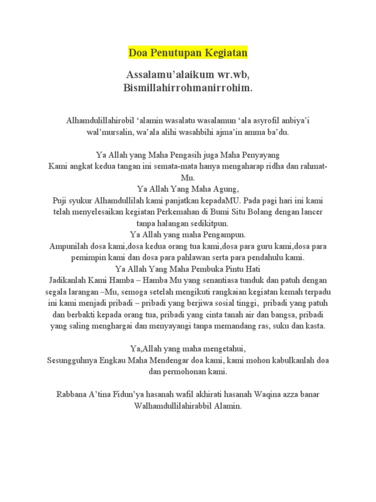 Doa Pembukaan Kemah | PDF
