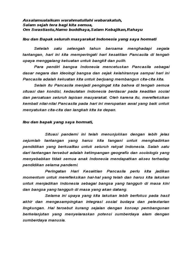 Pidato Hari Pancasila | PDF