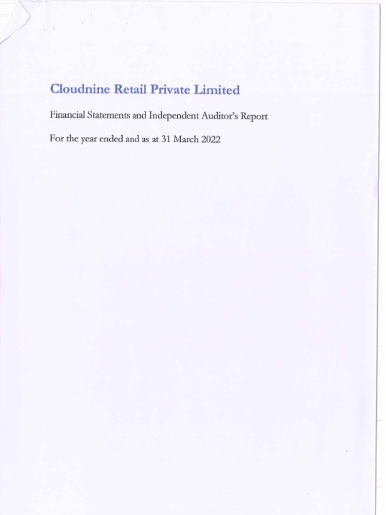 Cloudnine Financials For The Year Ended 31st March 2022 | PDF
