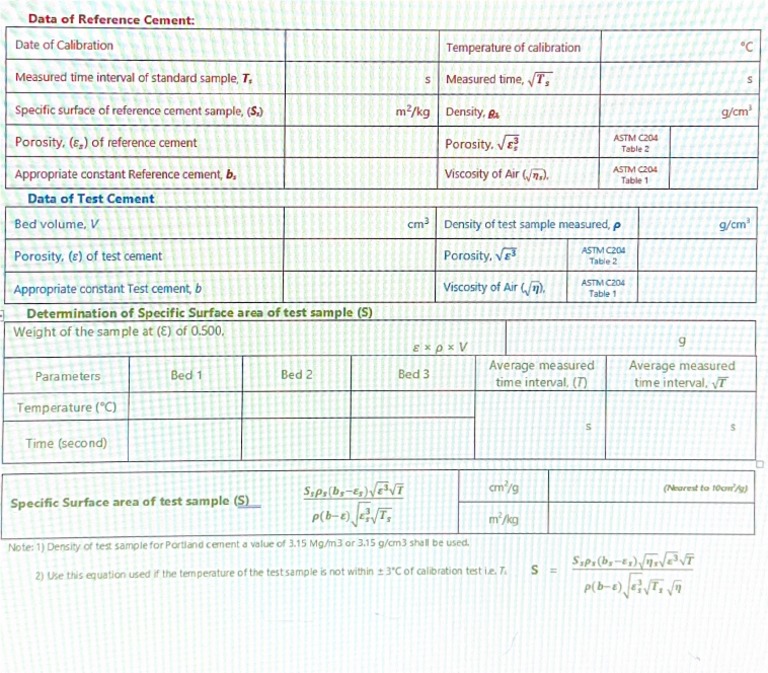Calculate Fineness of Materials Other Than Portland Cement Astm c204 | PDF