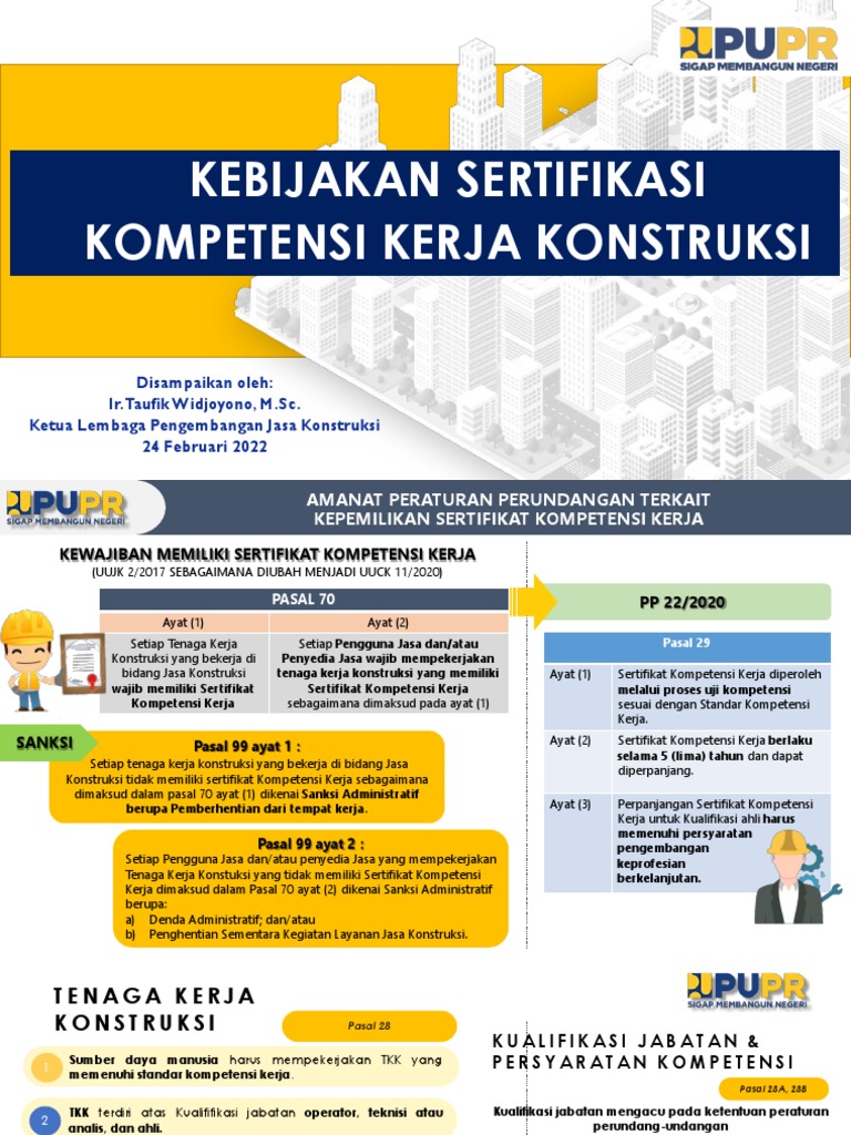 LPJK-Kebijakan Sertifikasi Kompetensi Kerja Konstruksi - Ketua LPJK | PDF