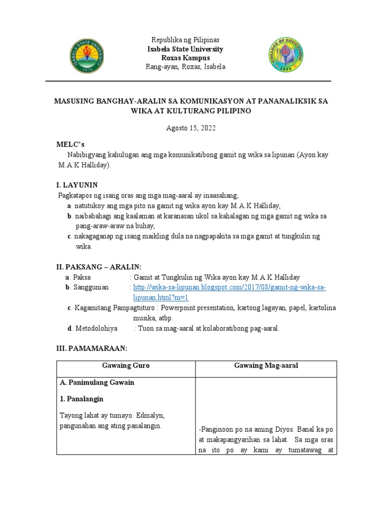 Bassig Rico B - Masusing Banghay | PDF