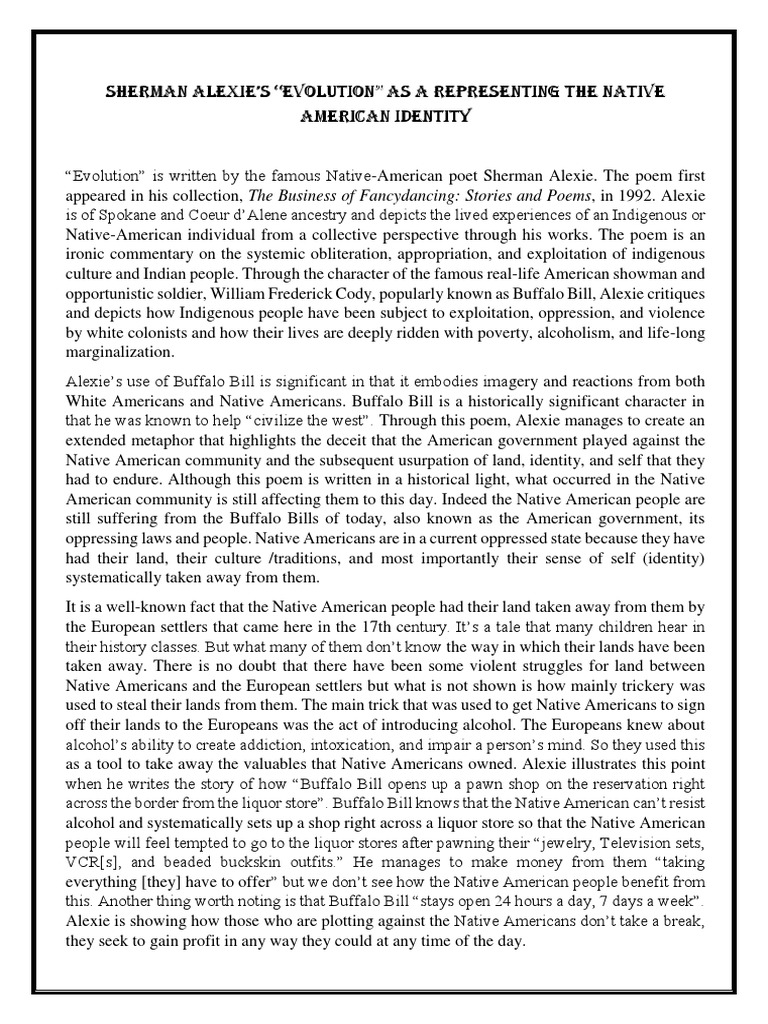 Sherman Alexie | PDF | Native Americans In The United States | Buffalo Bill