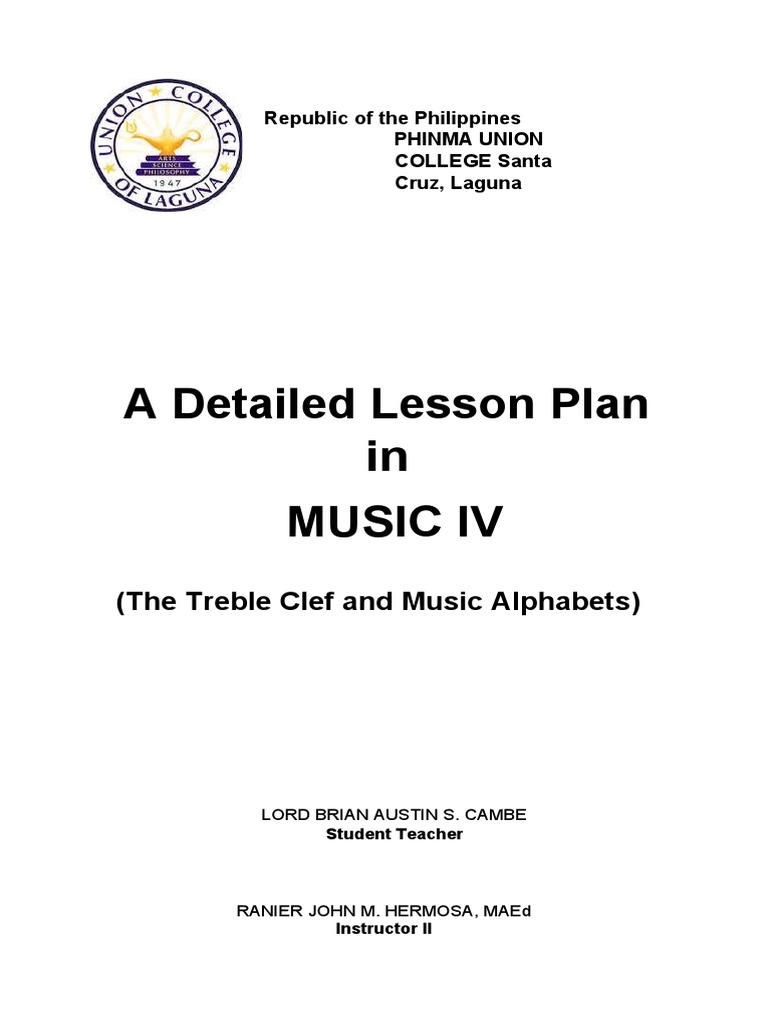 Detailed Lesson Plan in Mapeh 4 Edited | PDF | Clef | Musicology