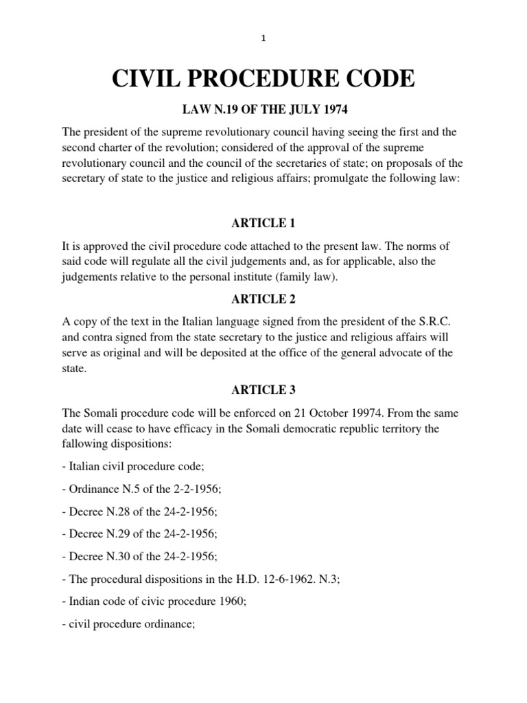 Somali Civil Procedure Code | PDF | Jurisdiction | Judge