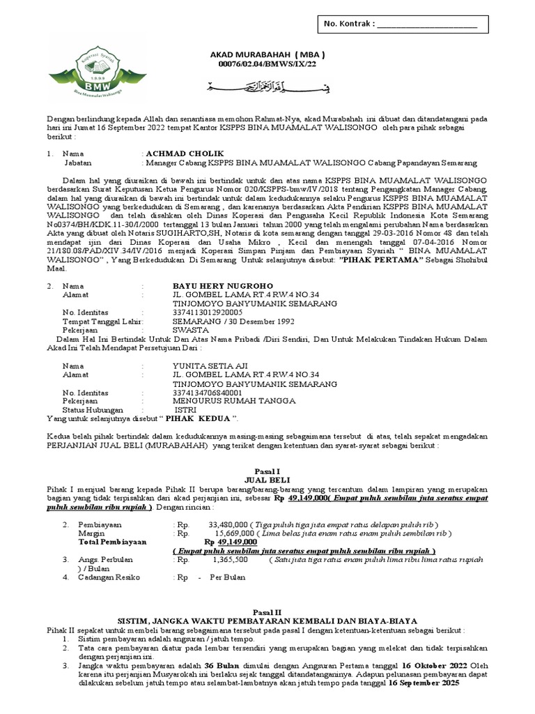 AKAD - MURABAHAH-edit - KKB | PDF