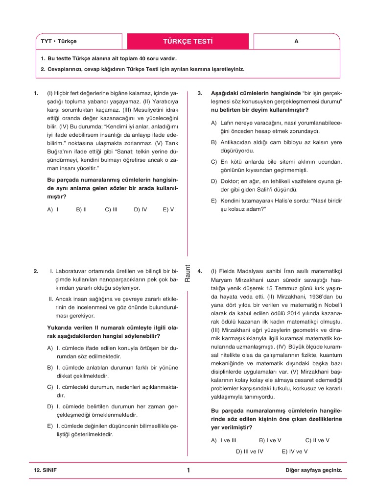 EBA TYT 5.deneme-1 | PDF