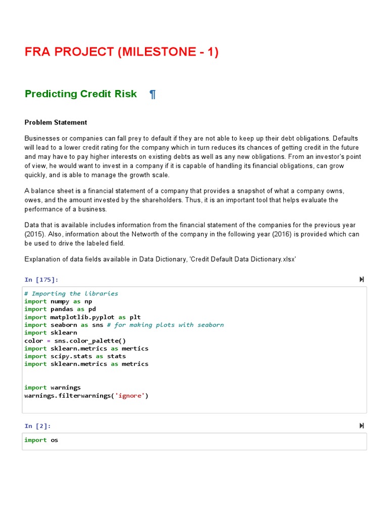 FRA Milestone 1 Jupyter Notebook PDF | PDF | Logistic Regression ... FRA Milestone 1 Jupyter Notebook PDF | PDF | Logistic Regression ...