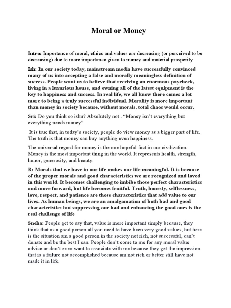Moral or Money | PDF | Happiness | Morality
