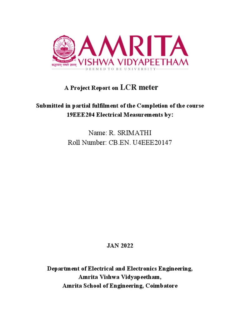 LCR Meter Project Report Overview | PDF | Electrical Impedance ...