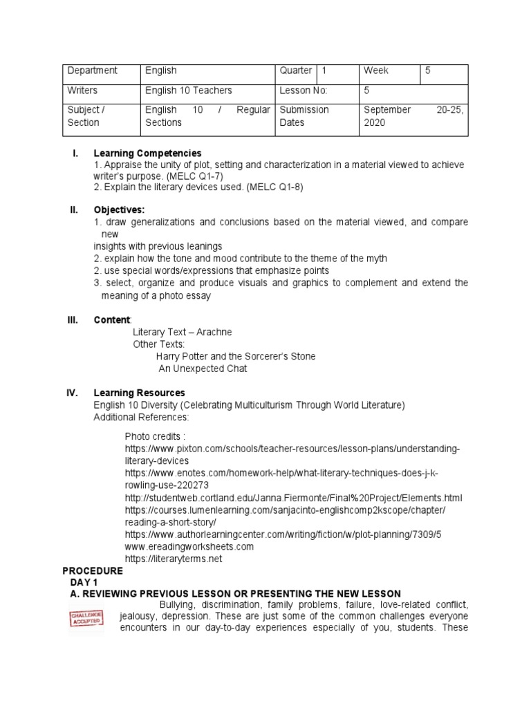 QA English10 Q1 W4 | PDF | Plot (Narrative) | Narration