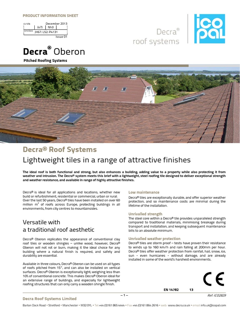 ICO2829 Decra Oberon Information Sheet | PDF | Roof | Building Engineering