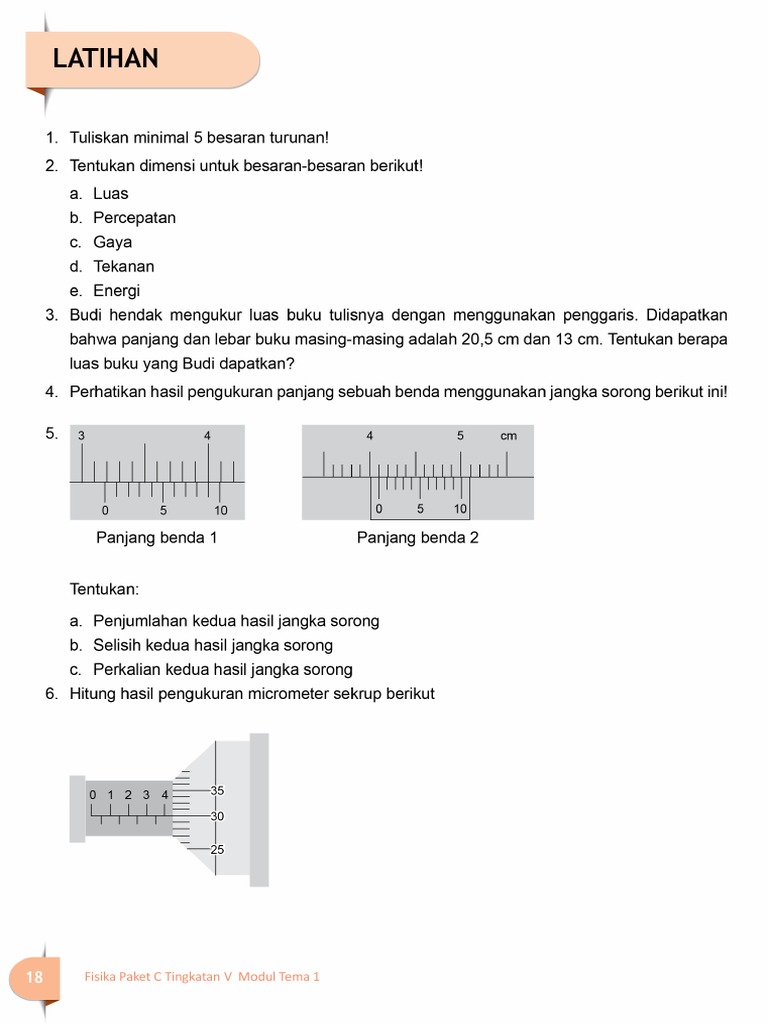 Soal Latihan Pengukuran Besaran Fisika Halaman 18 | PDF