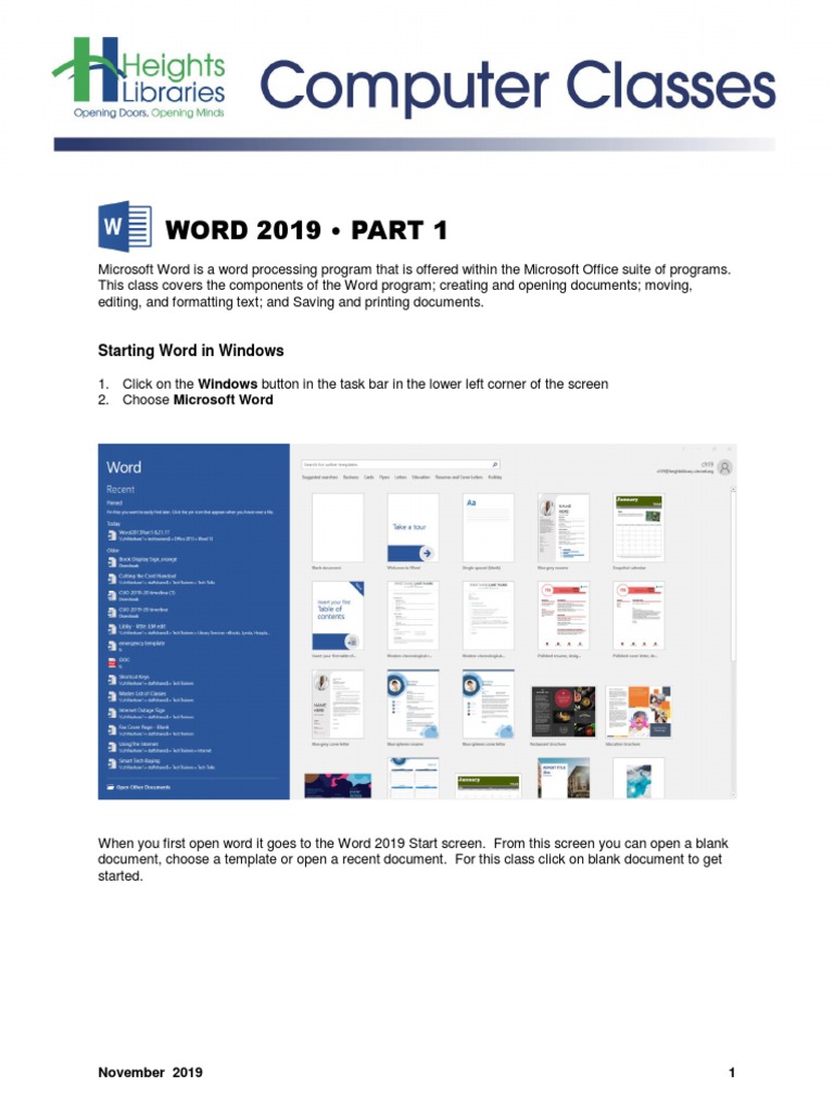 Word 2019 Part 1 | PDF | Microsoft Word | Cursor (User Interface)
