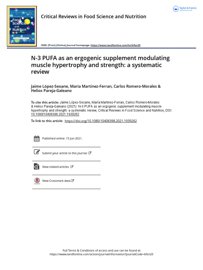 N3 PUFA As An Ergogenic Supplement Modulating Muscle Hypertrophy and ...