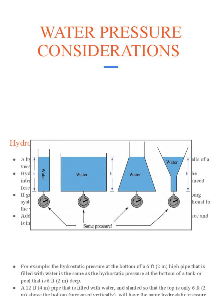 Hydrostatic Pressure in Plumbing Systems | PDF | Pressure | Plumbing