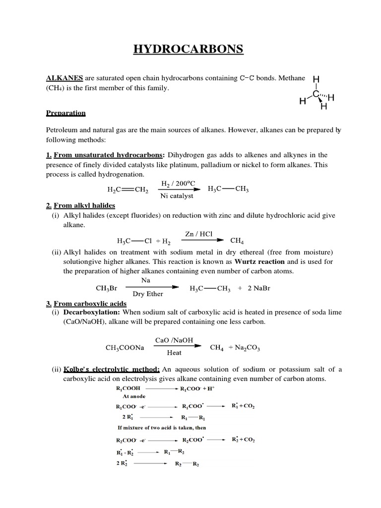 Hydrocarbons (Alkanes and Alkenes) | PDF | Alkane | Alkene