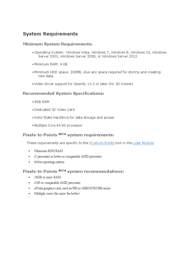 Global Mapper System Requirement | PDF | Computers