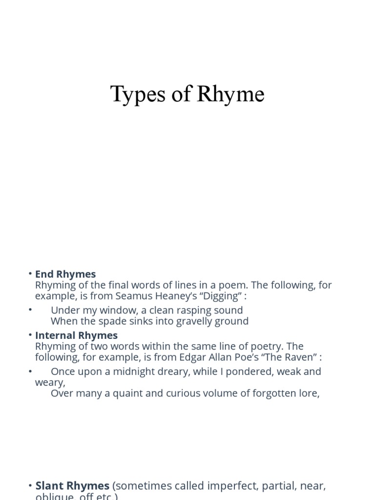 Types of Rhyme | PDF
