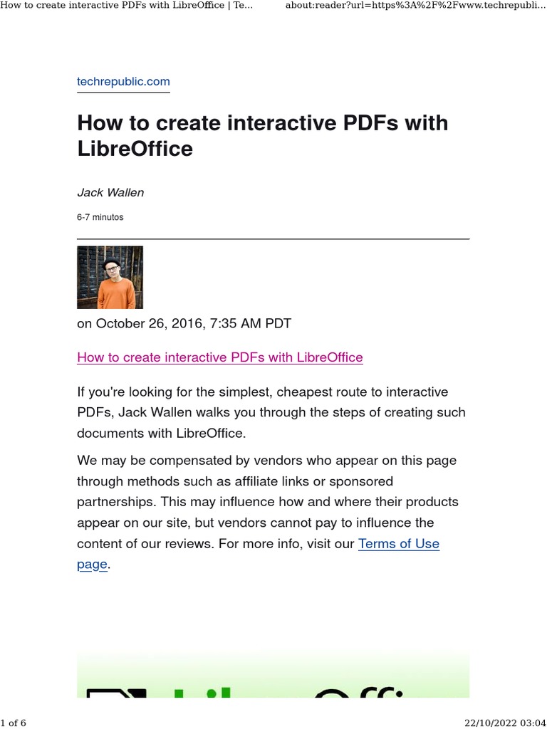 How To Create Interactive PDFs With LibreOffice TechRepublic | PDF | Software | Computing
