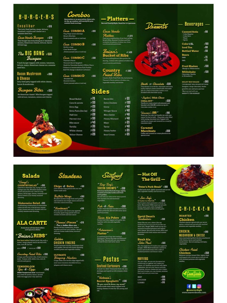 Casa Verde Cebu Menu Pricelist | PDF