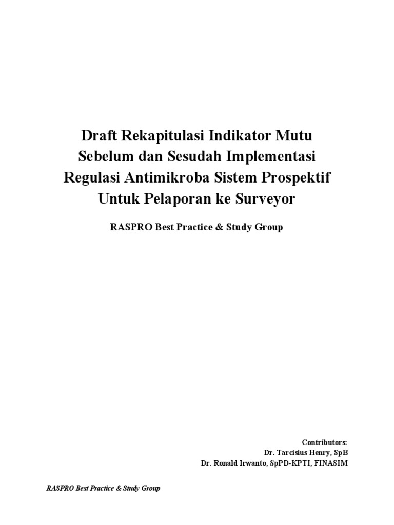 DRAFT Laporan Indikator Mutu Konsep RASPRO (Rev) | PDF
