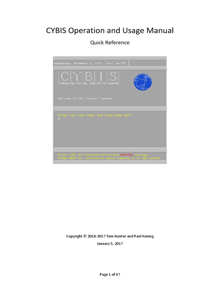 CYBIS Operation and Usage Manual | PDF | Command Line Interface ...