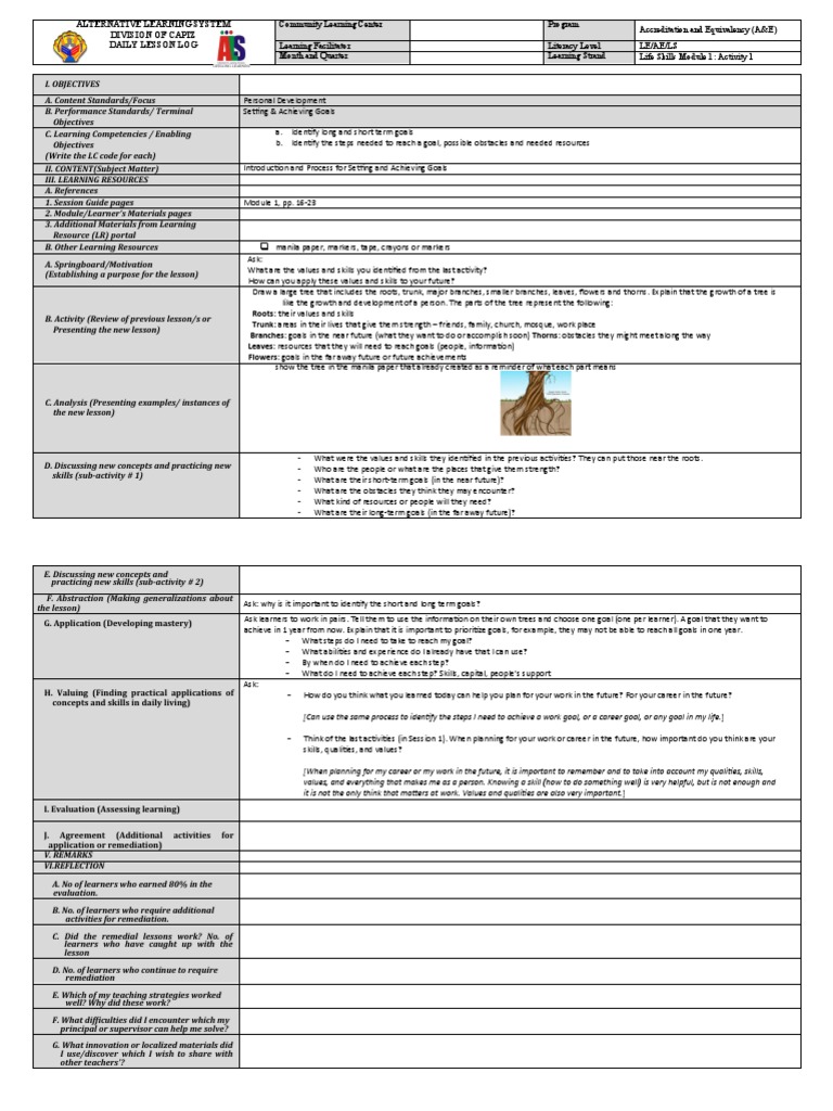 MYDEV DLL MODULE 2 Activity 5 | PDF | Learning | Goal