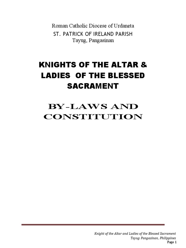 SAMPLE FORMAT OF Bylaws | PDF | Catholic Church | Eucharist