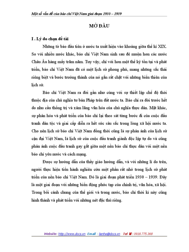 Khao Sat Tinh Hinh Lich Su Bao Chi Viet Nam Giai Doan 1930 1939 | PDF