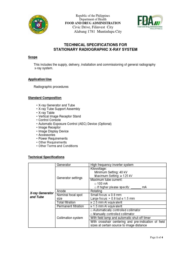 Rad Tech Specs 2017 | PDF | Radiography | X Ray