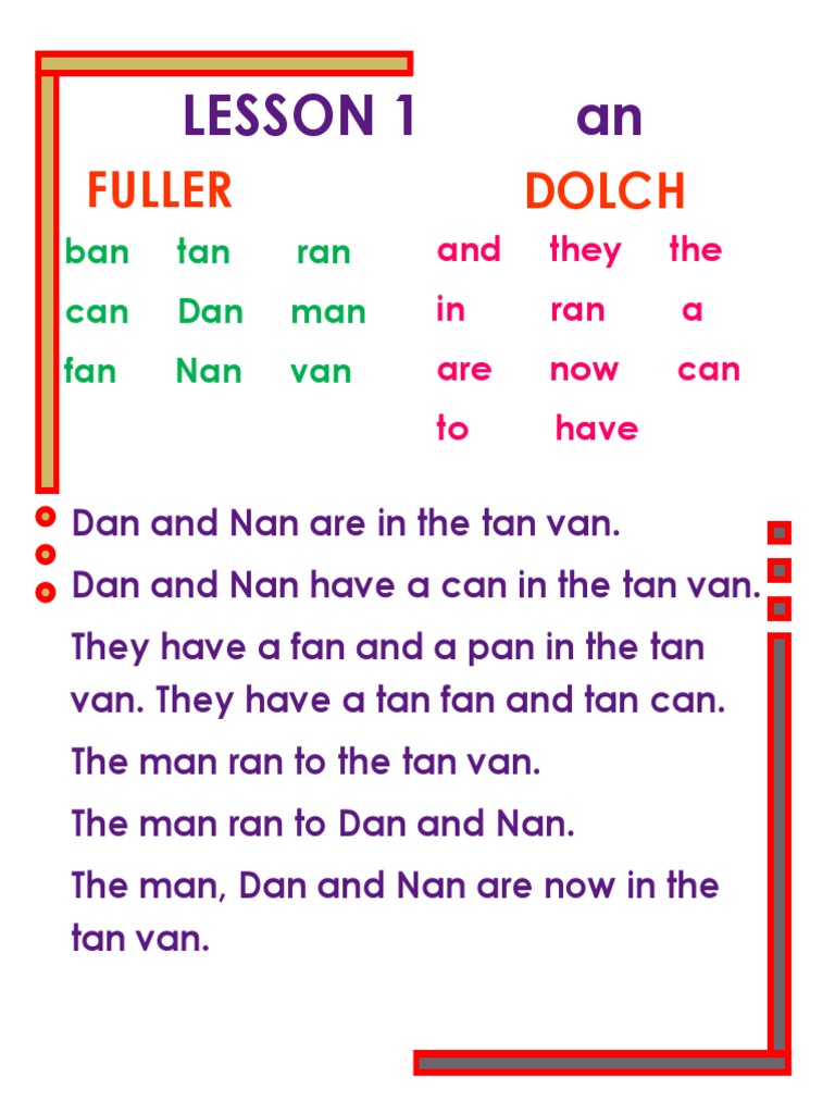 FULLER-DOLCH-reading-materials-lessson-1-26-edited-by-leony 2 | PDF