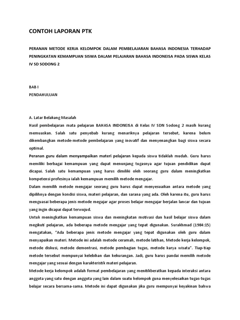 Contoh Laporan PTK | PDF | Karier & Perkembangan