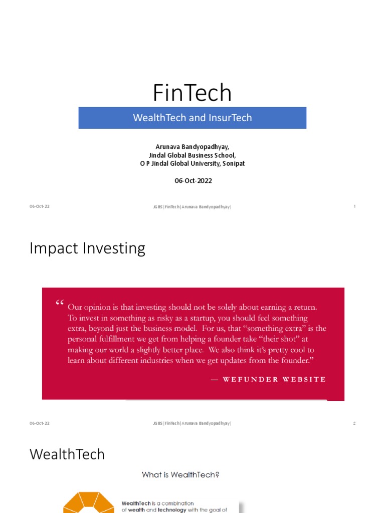 WealthTech and InsurTech | PDF | Insurance | Exchange Traded Fund