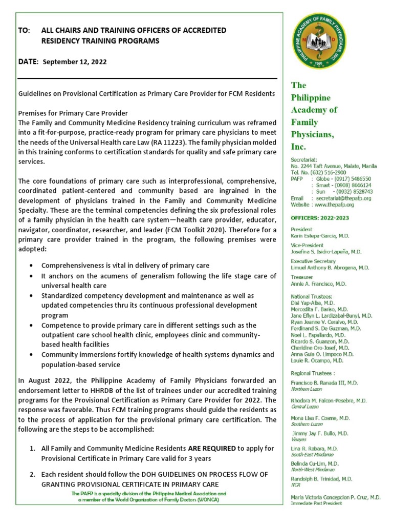 Provisional Certification for FCM Residents | PDF | Family Medicine ...