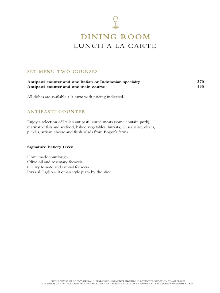 Dining Room Lunch A La Carte Menu | PDF | Indonesian Cuisine | Regional ...