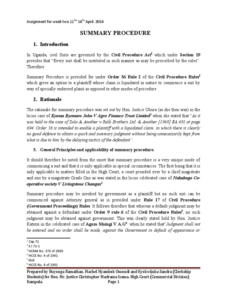 Summary Procedure and Specially Endorsed | PDF | Lawsuit | Summary Judgment