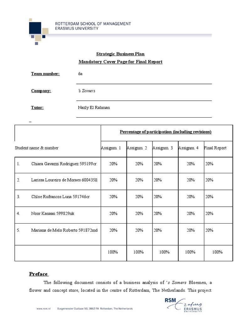Final Business Report of S'zomers | PDF | Strategic Management ...