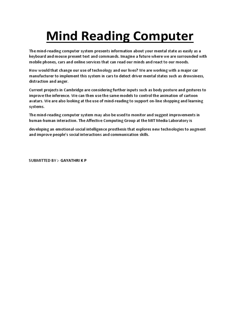 Mind Reading Computer | PDF