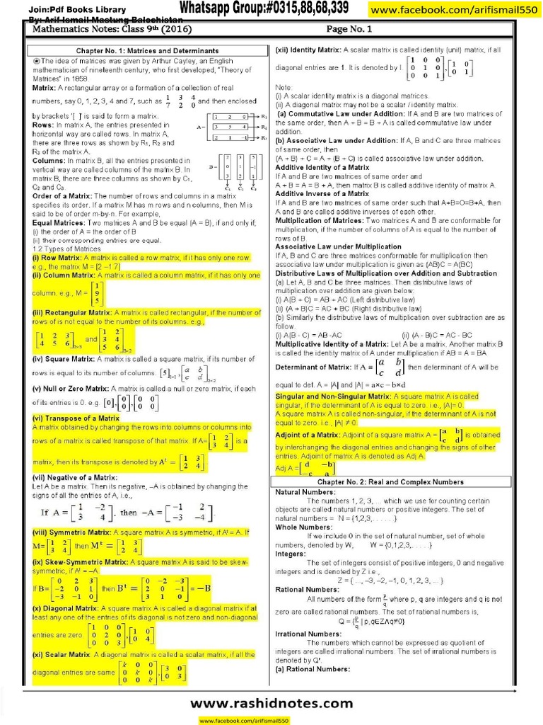 9th Class Math (Science) Definitions | PDF
