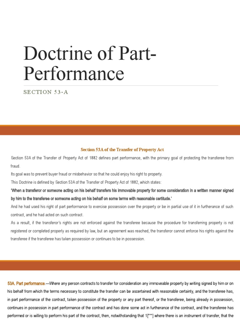 Doctrine of Part-Performance | PDF | Property | Government