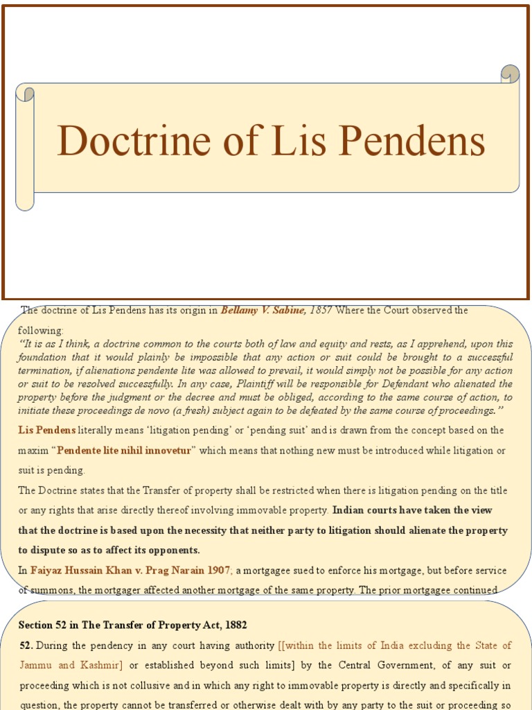 Section 52 Lis Pendens | Download Free PDF | Lawsuit | Civil Law (Common Law)