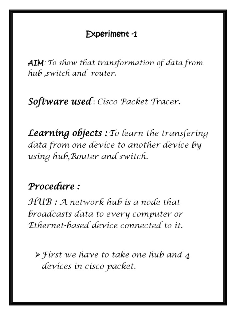 LAB FILE CSE 307 Expreriment 1 | Download Free PDF | Router (Computing) | Network Switch