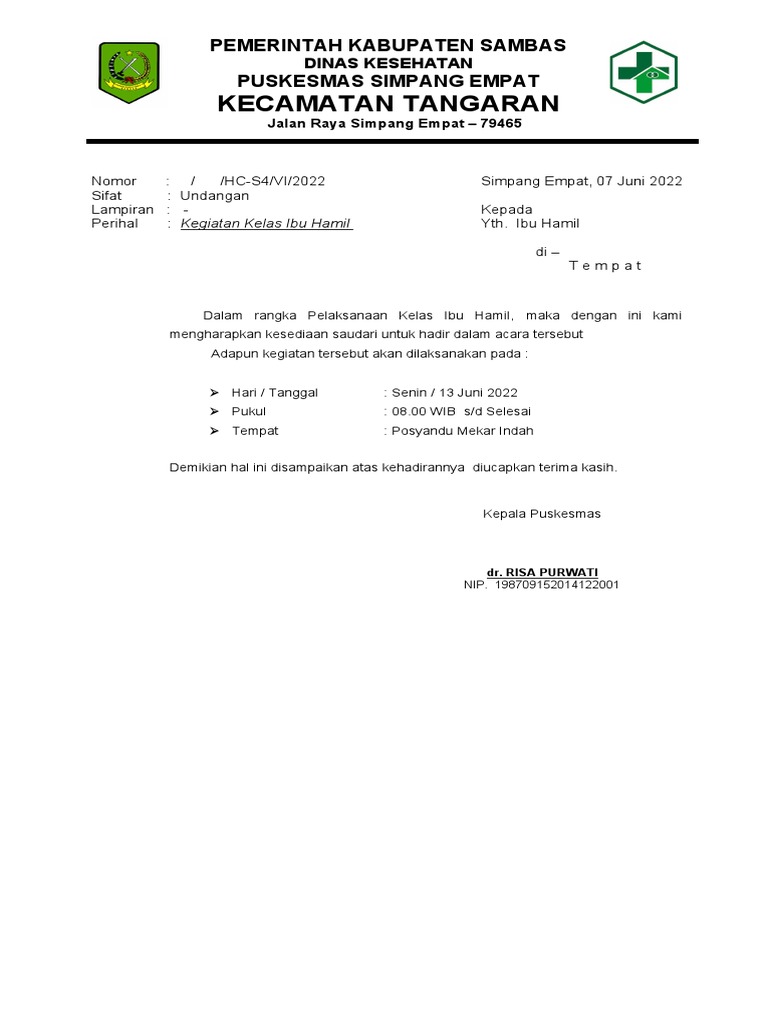 Lampiran Undangan Kelas Bumil | PDF