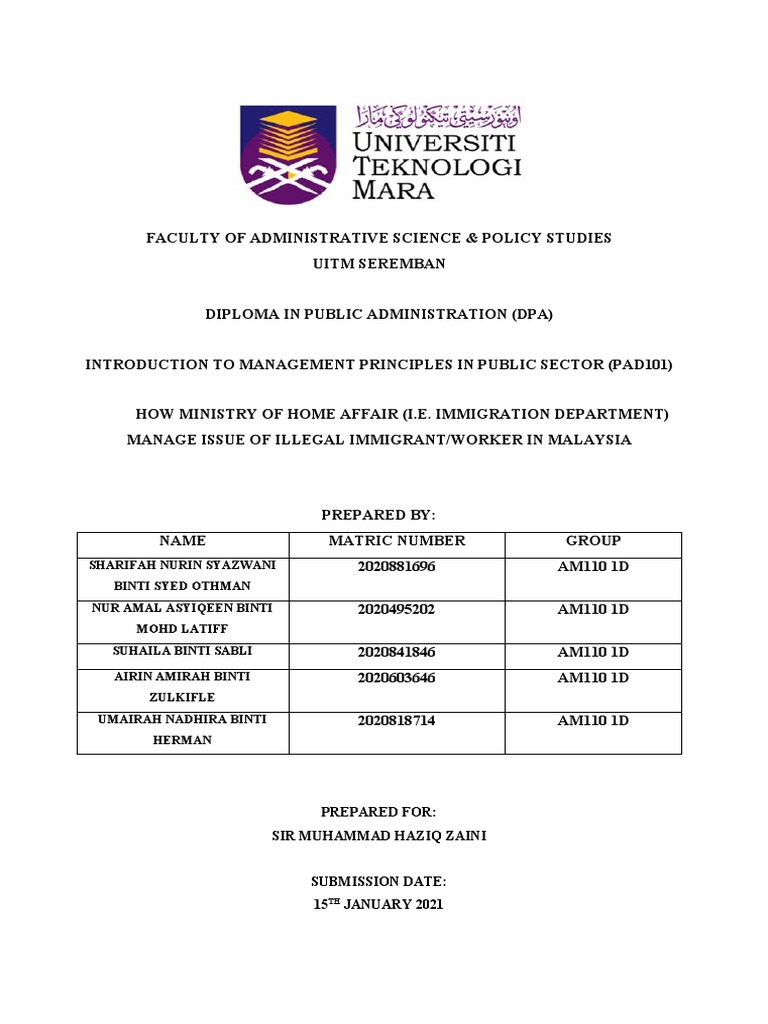 Assignment PAD 101 (ILLEGAL IMMIGRANTS) | PDF | Illegal Immigration | Immigration