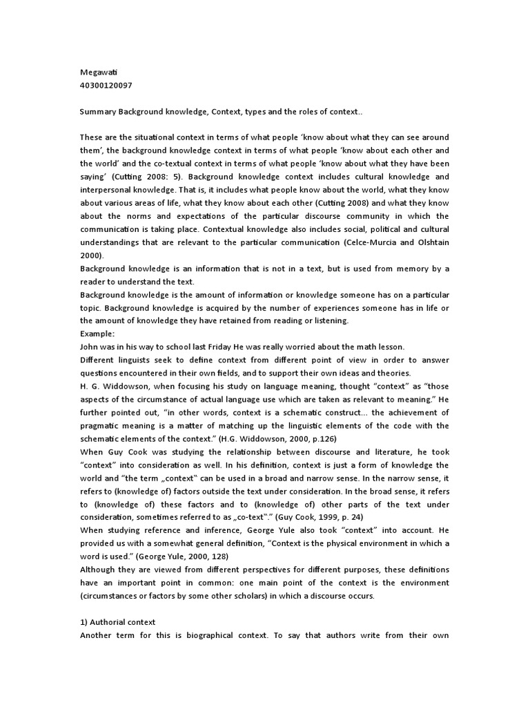 Discourse Analysis (Mega) | PDF | Knowledge | Context (Language Use)