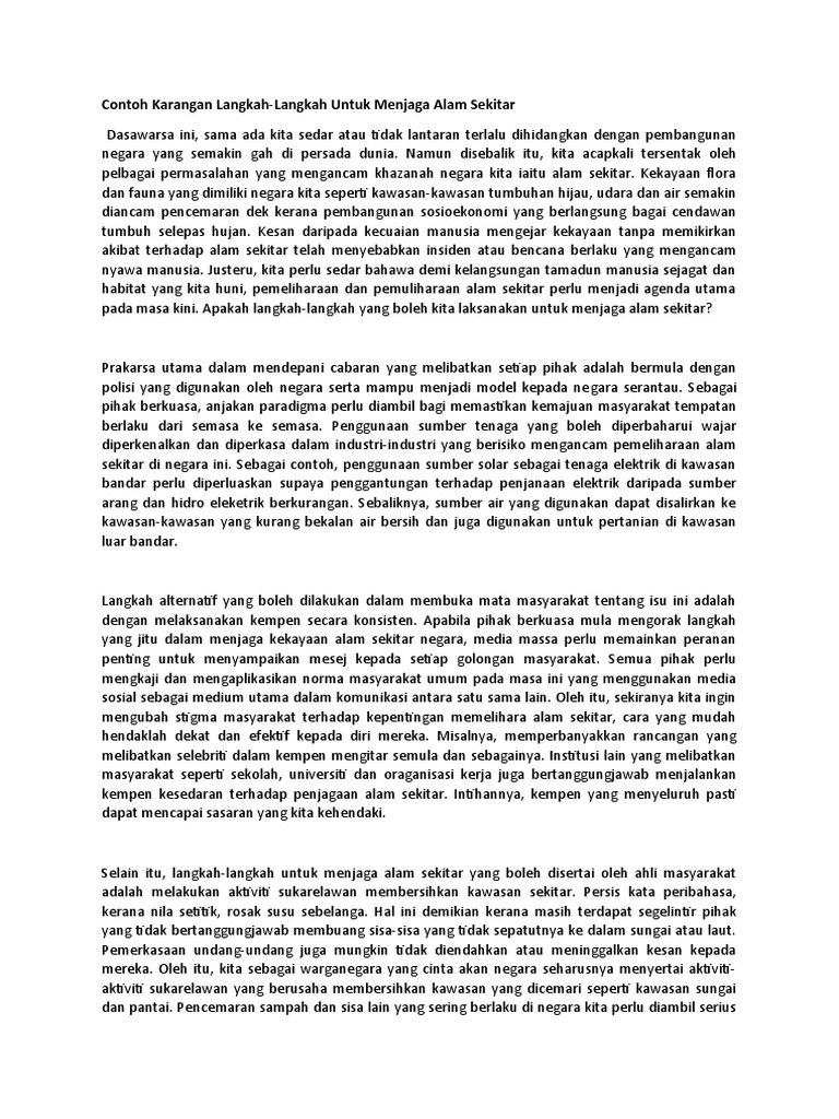 Karangan Cara Menjaga Alam Sekitar | PDF