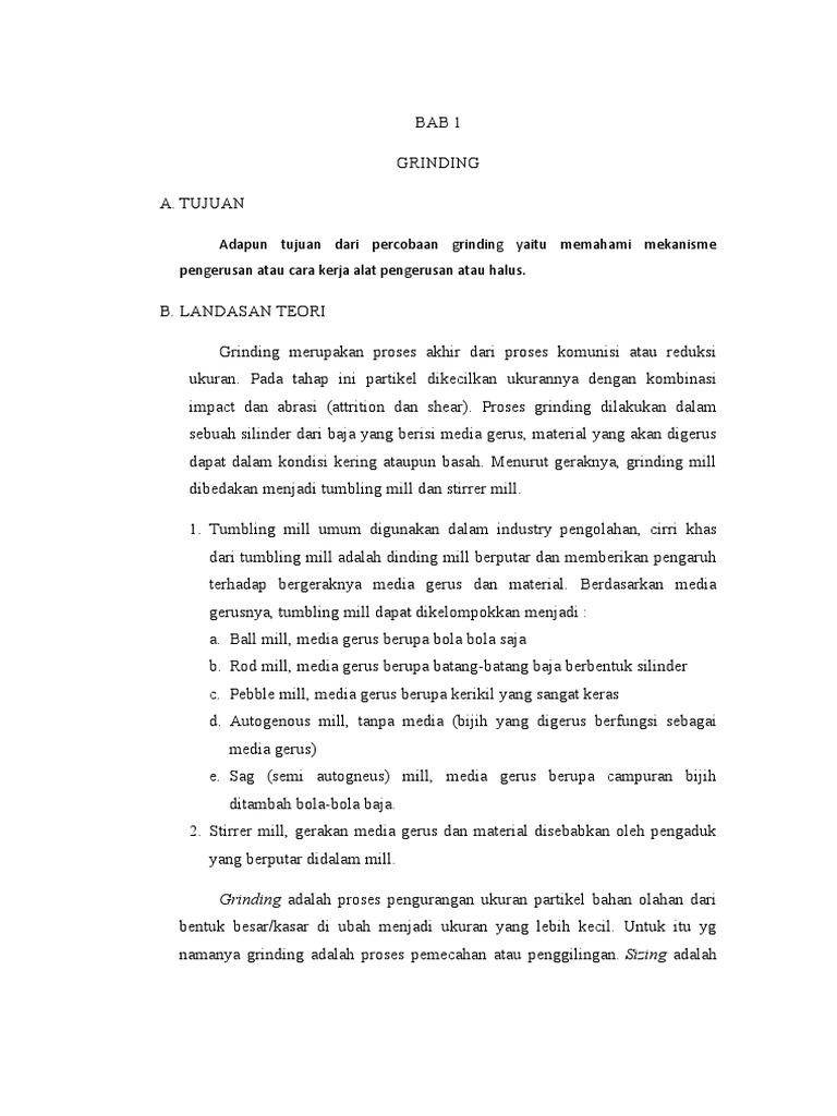 Mempelajari Proses Grinding dan Sizing untuk Menghaluskan Bahan | PDF