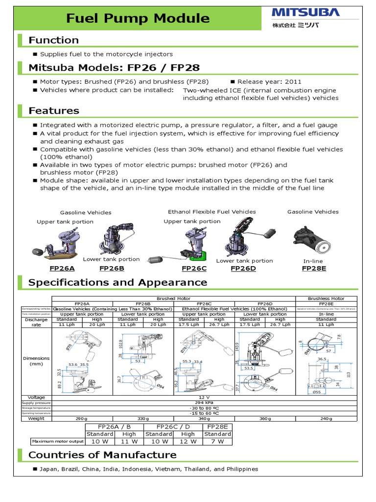 An Overview of the Mitsuba Fuel Pump Module Product Line for ...