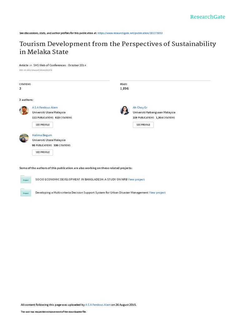 Tourism Developmentfromthe Perspectivesof Sustainability Pdf Cost
